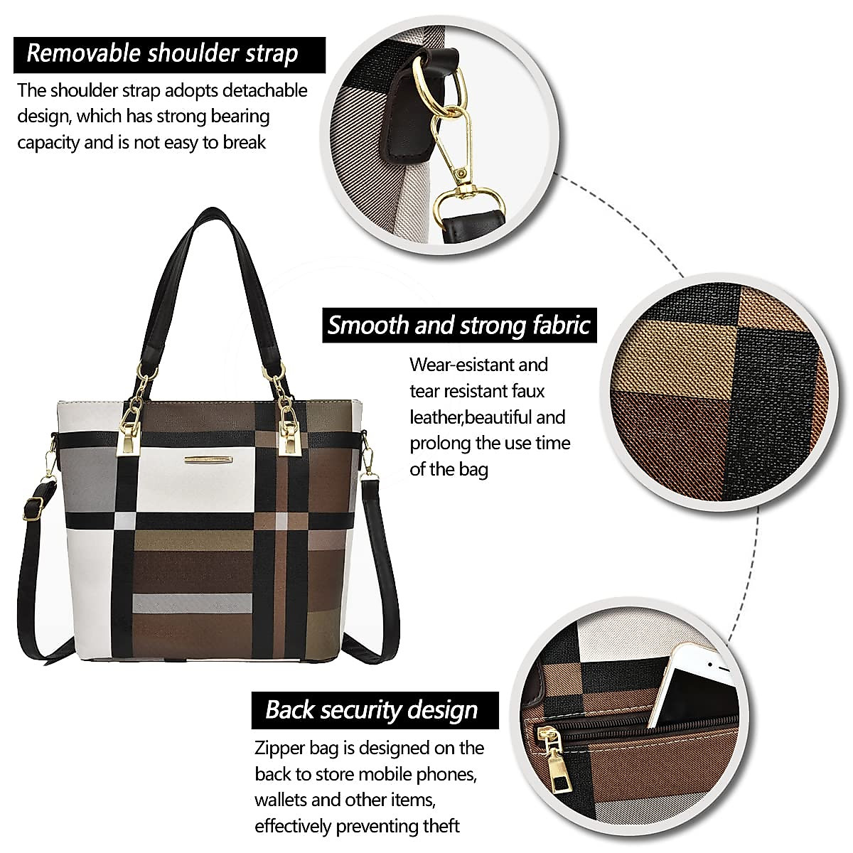 2E-youth Designer Purses and Handbags For Women Satchel Shoulder Bag Tote Bag For Work Clutch Purses (Brown)