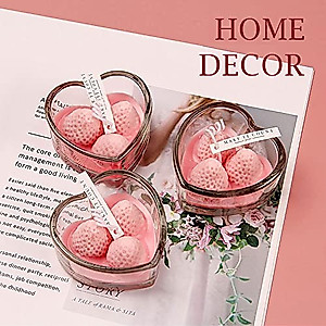 Scented Candles Gifts for Women, Strawberry Shaped Rose Scent Heart Candles Pink Candles Decorative Candles, Gifts for Women Mother's Day Birthday Wedding Anniversary, Home Decor Soy Candles Non-Toxic