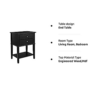 Ameriwood Home Franklin Accent Table 2 Drawers, Black