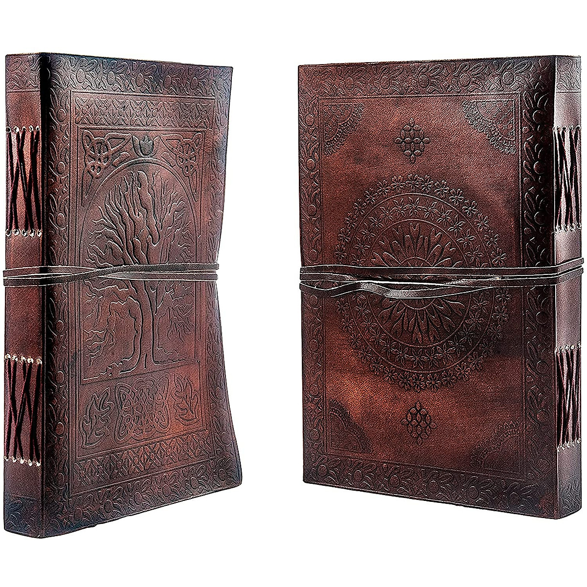 Tree of Life Leather Journal Notebook (180 Pages)- Genuine Leather Antique Vintage Refillable Journals for Men & Women - 7 x 10 Inch Unlined Paper Handmade Travel Writing Dairy, Sketchbook for Drawing