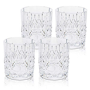 BELLAFORTE Shatterproof Tritan Plastic Short Tumbler, Set of 4, 13oz - Myrtle Beach Drinking Glasses, Unbreakable Glasses for Indoor and Outdoor Use - BPA Free - Clear