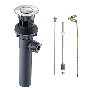 WOWOW Bathroom Drain Assembly Stopper with Lift Rod for Bathroom Faucet Vanity Sink Pop-Up Drain Stopper Assembly with Lift Rod and Overflow,Brushed Nickel