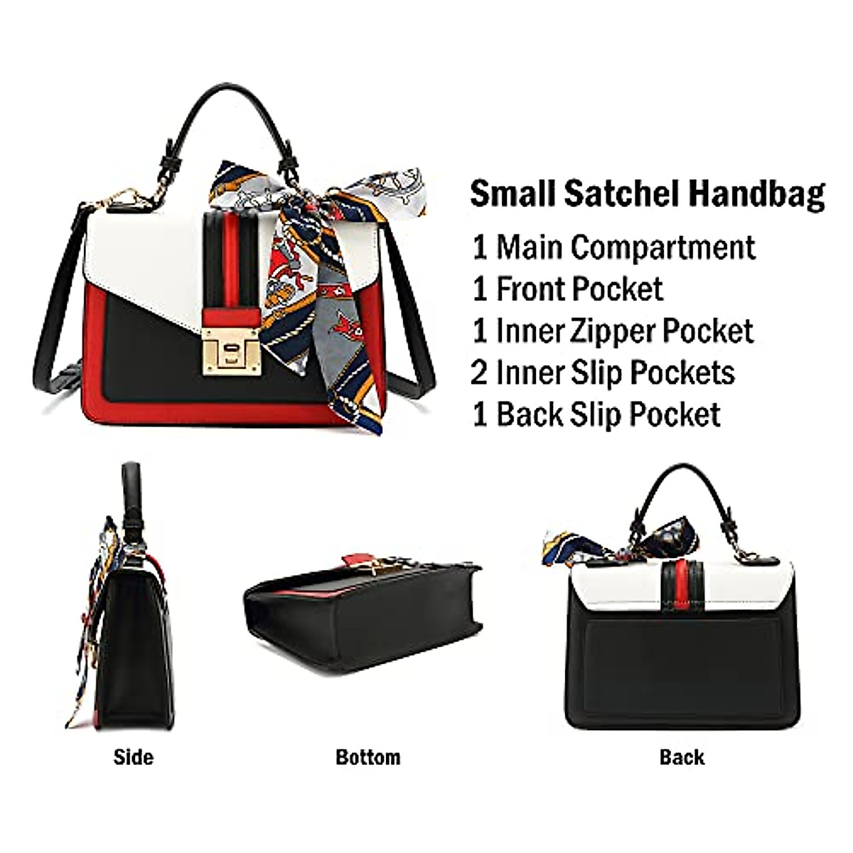 Scarleton Handbags for Women Purses Crossbody Bag Top Handle Satchel Shoulder Bag Hobo Designer Tote Bag Small, H206502S, Red/White