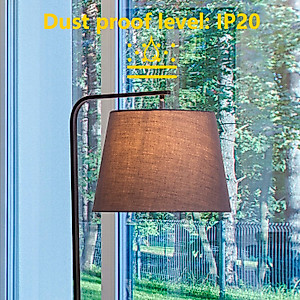 Nightstand End Table with Standing Reading Light, Rustic Brown Shade Fabric Shade Floor Lamp with Side Table, 2 in 1 Wood Bedside Floor Light for Living Room Sofa Bedroom Guest Room, 65" H (No Bulb)