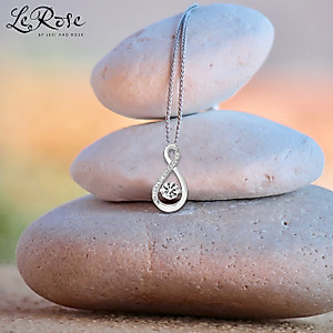 .925 Sterling Silver & Lab-Grown White Sapphire Infinity Loop Pendant with Dancing Gem Inside and Delicate Box Chain Pendant Necklace - 18”
