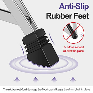 OUKMIC Drum Throne, Comfortable Adjustable Height Padded Drummer Stool, Tripod Non-Slip Foot Chair, Portable Folding Music Seat for Adults Kids, 5A Drumsticks Included