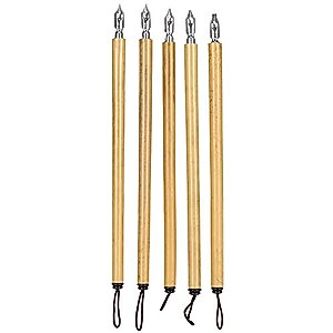 Comic Dip Pen Set, 5Pcs Calligraphy Dip Pen Set with 5 Nibs Wooden Handler Artist Cartoon Pen Set Cartoon Painting Tool Art Supplies Signature Pen Business Present(No.1‑5 Nib) Pens