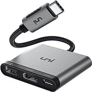 uni USB C to HDMI Multiport Adapter, USB-C / Thunderbolt 3 to [4K HDMI, PD 100W Charging, USB 3.0] Digital AV Adapter 3-in-1 Hub Compatible with MacBook Pro 2021/Air 2020, XPS 15, Galaxy S21