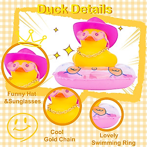 MuMyer Yellow Duck Car Ornaments Rubber Duck Car Dashboard Decorations with Mini Love Glasses Swim Ring Cowboy Hat Necklace for Car Dashboard Decoration(L1)