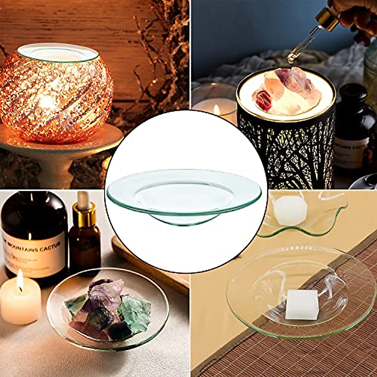 LYMGS 4.5" Replacement Oil Warmer Dish, 115mm Wax Melt Warmer Liner Round Glass Dish, Candle Warmer Bowl Plate Wax Tray for Scented Wax Aroma Therapy Lamp, 1 Pack