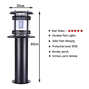 KLFJFD Solar Lights Outdoor,Modern Minimalist Courtyard Lamp,LED Waterproof Post Lights Outdoor Garden Solar Post Lamp,for Home Garden