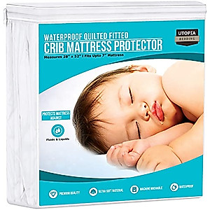 Utopia Bedding Waterproof Crib Mattress Protector - Cradle Mattress Pad (2-Pack) (Crib Single, 28 x 52 Inches)