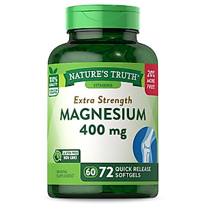 Magnesium | 400mg | 72 Softgels | Value Size | Extra Strength | from Magnesium Oxide | Non-GMO and Gluten Free Supplement | by Nature's Truth