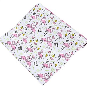 Cute Decorative Non Adhesive Foam Shelf Drawer Liner Paper for Kitchen Cabinets Dresser Pantry Closet (Flamingo Leaf, 17.7" Wx78 L)