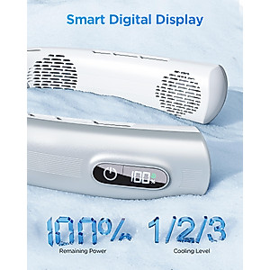 JMOSTRG Portable Neck Fan - 4 Turbines Neck Fan Rechargeable 7000mAh, Cooling Neck Fan with Necksupport, Bladeless Personal Fan with LED Display, Quiet 360° Airflow for Hot Flashes, Travel