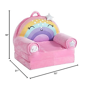 Heritage Kids Rainbow Convertible Flip Lounger Foam Chair - Soft Plush Fabric - Ages 3+, Pink