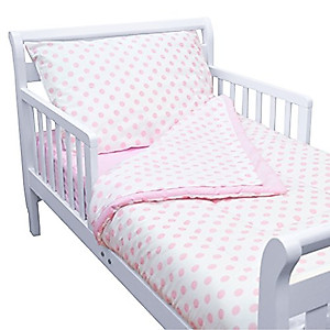 TL Care 100% Cotton Percale 4-Piece Toddler Bedding Set, Pink, for Girls