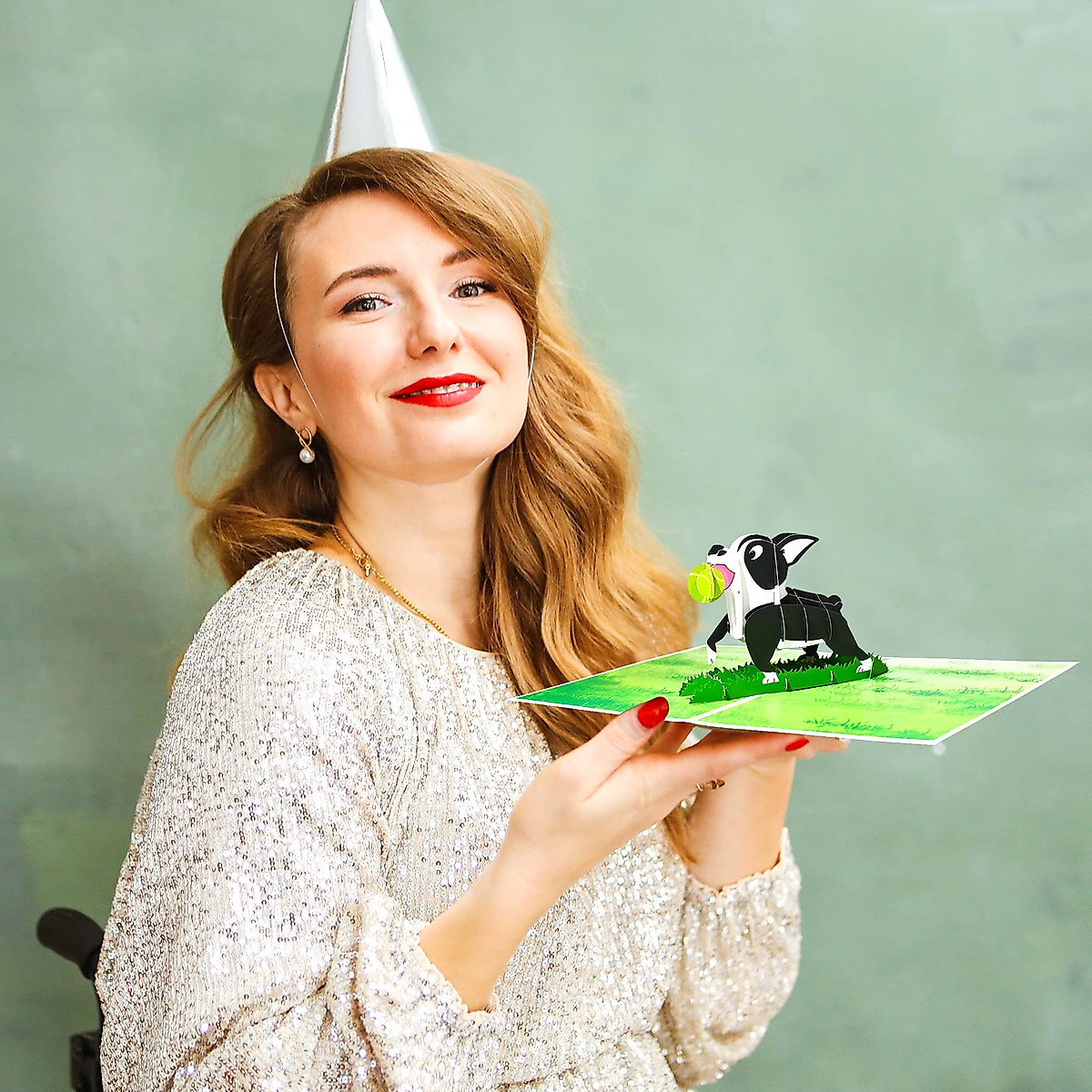 GREETING ART Dog Pop Up Card,3D Pop Up Card,Pop Up Birthday Card,Boston Terrier Pop Up Card, Dog Lover Card,Thank You Card for Mothers Day, Fathers Day,Valentines Day, Birthday, All Occasion