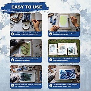 Cyanotype Sensitizer Kit, 16oz Cyanotype Set - 2 Part Sensitizer, Cyanotype Dye - Cyanotype Kit Solar Print Set, Cyanotype Sun Printing Kit for Photographic Printing on Paper and Fabric