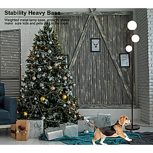 3 Globe Mid Century Floor Lamp, 3 Lights Black Floor Lamp for Living Room LED Bulbs Included with Warm Lighting, Modern Standing lamp Farmhouse Retro Home Decor for Bedrooms Office - Matte Black