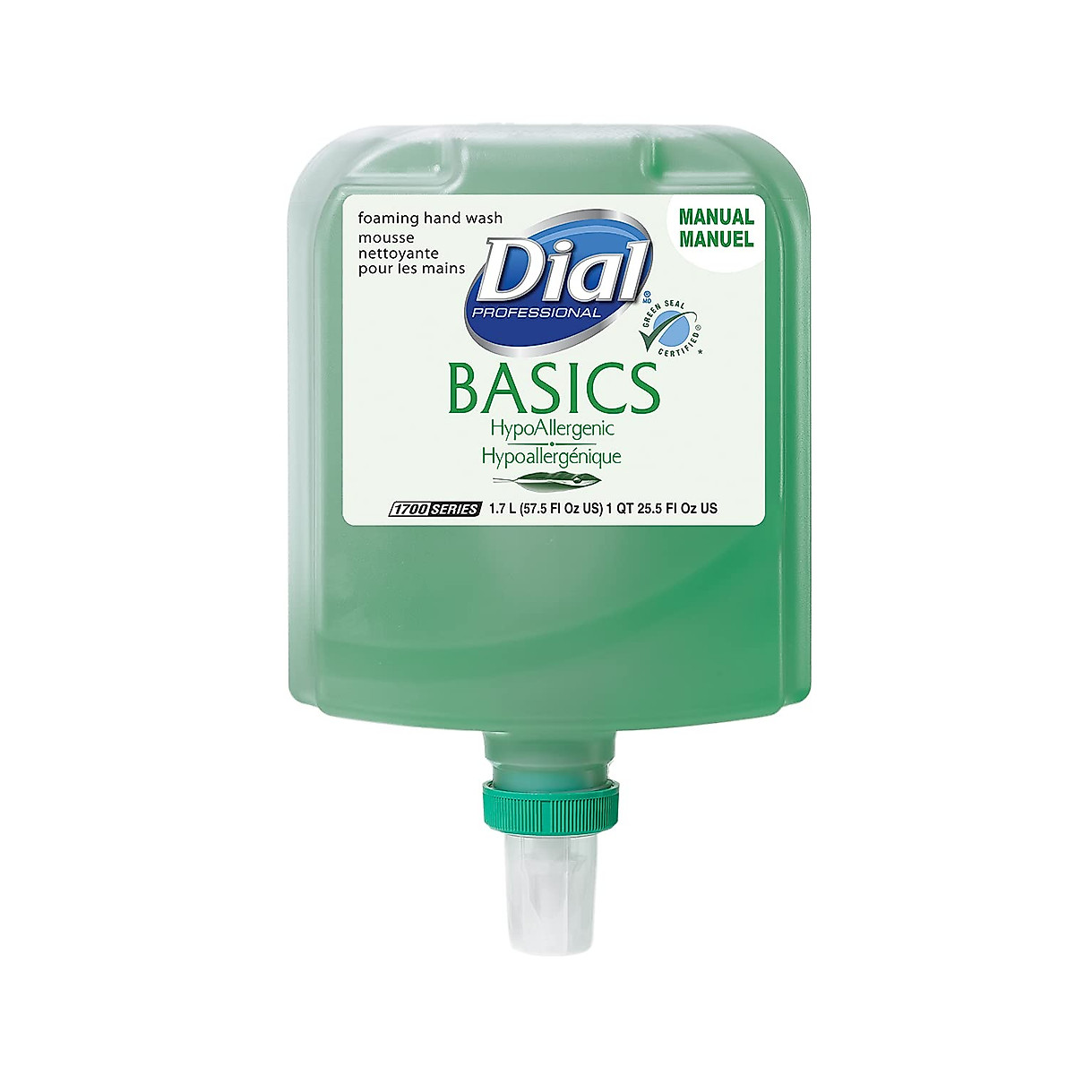 Dial Basics with Vitamin E Hypoallergenic Foaming Hand Wash, 1700 Universal Manual, 1.7L Dispenser Refill (Pack of 3)