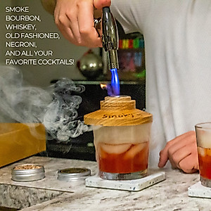 Whiskey Smoker Kit 𝗣𝗥𝗘𝗠𝗜𝗨𝗠 Smoky by NOBLESIP - Complete Bar Set to Smoke your Old Fashioneds and all your Favorite Cocktails. Great gift for Whisky, Bourbon, and Scotch lovers. 100% Natural Oak