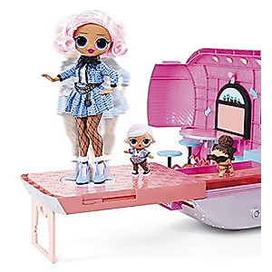 LOL Surprise OMG Glamper Fashion Camper Doll Playset with 55+ Surprises, Fully-Furnished with Light Up Pool, Water Slide, Bunk Beds, Cafe, BBQ Grill, DJ Booth - Gift Toy for Girls Ages 4 5 6 7+ Years