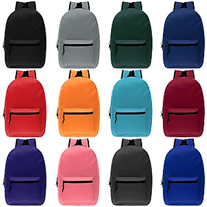 12-Pack 15" Backpacks with 52 Piece School Supplies Kits – Bulk Bundle Essential for Elementary, Middle, and High School Students, 12 Assorted Styles