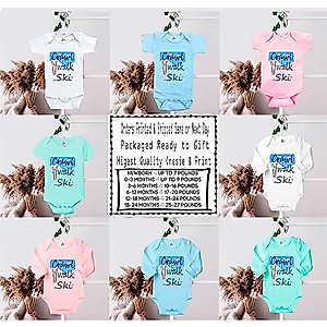 Crawl Walk Ski -Cute Snow Skiing winter sports Baby bodysuit onesie & bib Set