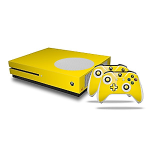 WraptorSkinz Decal Vinyl Skin Wrap Compatible with Xbox One S Console and Controllers - Solids Collection Yellow