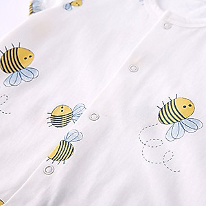 pureborn Baby Boys Girls Short Sleeve Cute Romper Summer One-Piece Outfits Cartoon Bees 0-3 Months