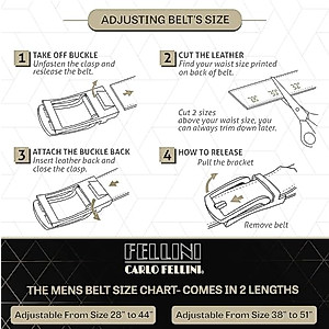 Carlo Fellini Mens Belt Genuine Leather Ratchet Belt - Dress Belts For Men Slide Belt for Men