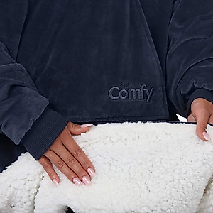 THE COMFY Original | Oversized Microfiber & Sherpa Wearable Blanket, Seen On Shark Tank, One Size Fits All (Blue)