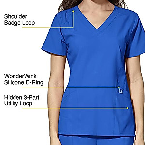 WonderWink W123 Women’s Stylized V-Neck Scrub Top — Royal, 2X