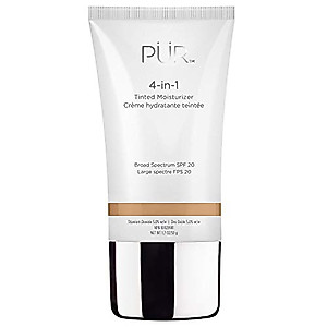 PÜR 4-in-1 Tinted Moisturizer With SPF 20 - Hydrating Face Moisturizer, Primer, & Foundation With Shea Butter, Aloe Vera & Vitamin B3 - Vegan Friendly - Free of Paraben, Gluten & BPA - Almond