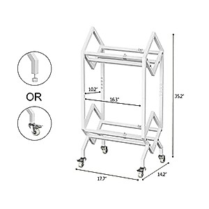 VEDECASA Bookshelf Book Cart Rack Industrial Metal Bookcase 2 Tier Holder with Wheels Modern Stylish Design Magazines Files Album Recipe Book Storage Organizer for Sofa End Bed Beside