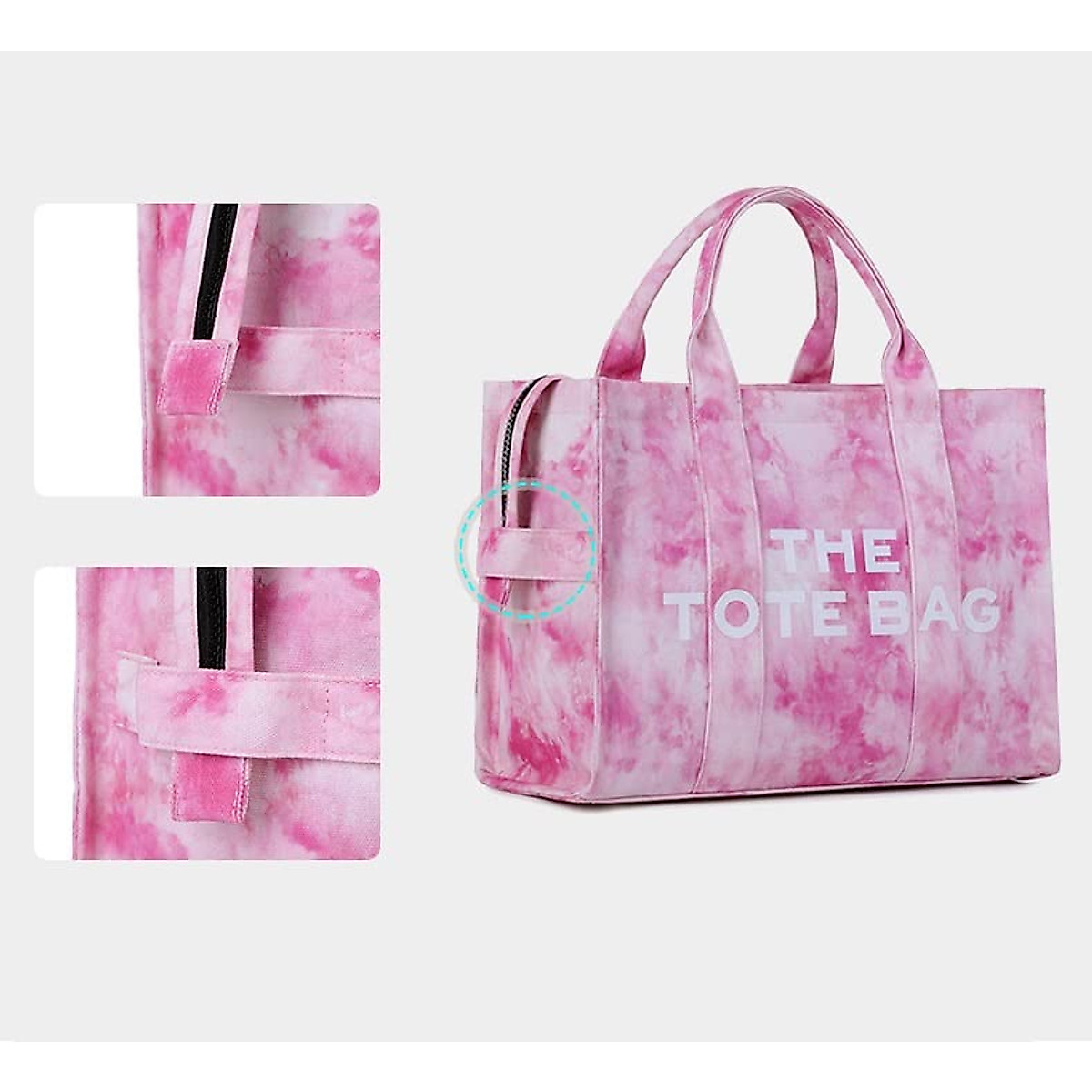 LMKIDS Tote Bag for Women, Canvas Tote Bag, Travel Tote Bag, Women Shoulder HandBag, Crossbody Bag, The Tote Bag with Zipper(Pink)