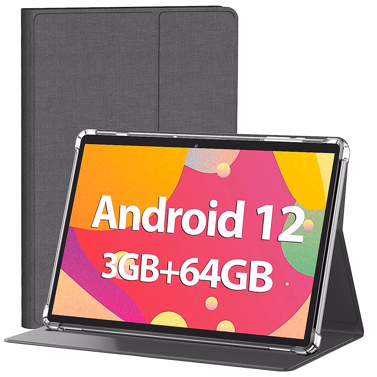 HISORL Android Tablet, 10 inch Android 12 Tablet, 3GB RAM 64GB ROM 512GB Expand, 8000mAh Battery, WiFi, Bluetooth, Dual Camera, HD Touch Screen, GMS Certified(Silver)