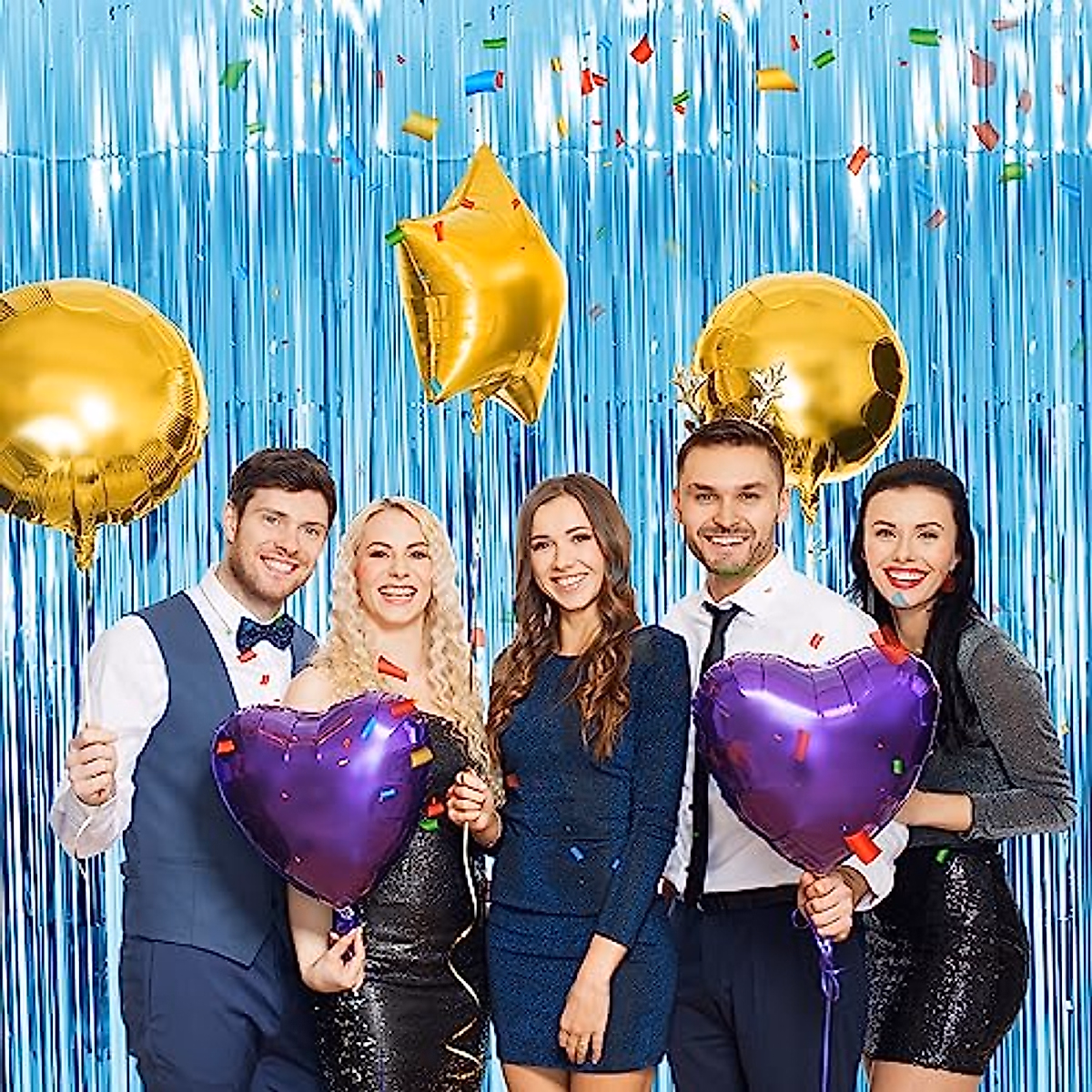 3 Pack 3.3x8.2 Feet Light Blue Fringe Curtains Party Decorations,Tinsel Backdrop Curtains Birthday Decorations, Baby Shower, Disco Party, Wedding, Graduation