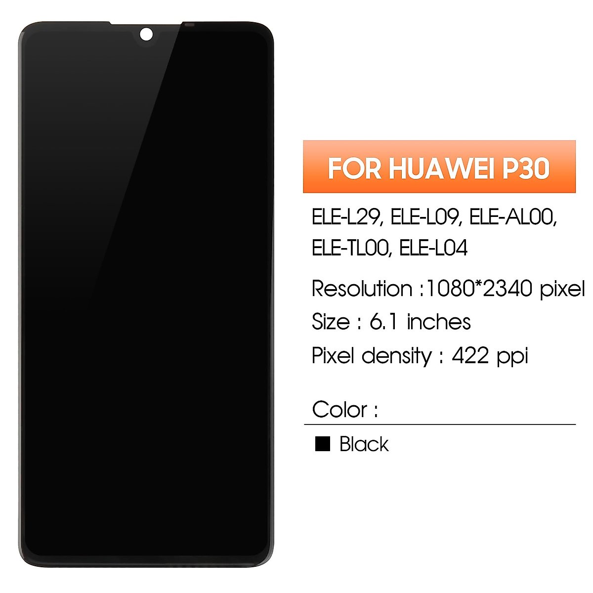 OLED Screen for Huawei P30 Screen Replacement for ELE-L29 LCD Screen ELE-L09,ELE-AL00,ELE-TL00,ELE-L04 Touch Display Digitizer Assembly Repair Parts（with Figerprint Function）