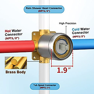 Holispa Shower Faucet Set, Brushed Nickel Tub Shower Faucet with 8-Inch Rainfall Shower Head and Tub Spout, Shower Tub Faucet Set Complete (Included Shower Valve), Tub Shower Trim Kit, Brushed Nickel