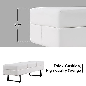 BarberPub Waiting Room Chairs, Heavy Duty Office Guest Reception Bench, Faux Leather Upholstered Lobby Chairs for Salon, Conference Room 7008 (Cream White)