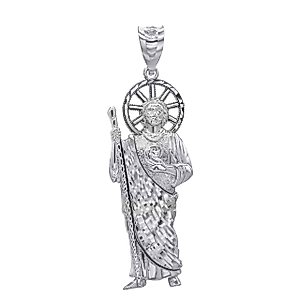 Solid .925 Sterling Silver St Saint Jude Pendant 2.11"