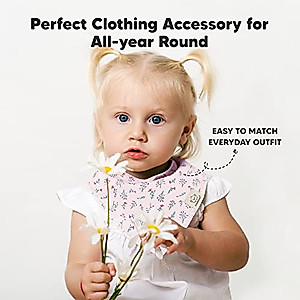 10-Pack Organic Baby Bandana Bibs - Organic Cotton Bandana Bibs for Boys, Girls - Super Absorbent Bandana Drool Bibs - Teething Bibs - Baby Bibs for Infant, Toddler (Tea Party)