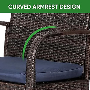 SAILARY Outdoor Wicker Patio Dining Chairs with Padded Cushions Set of 2: Porch Rattan Chairs Club Chairs with High Back and Deep Seating 350lbs, Brown