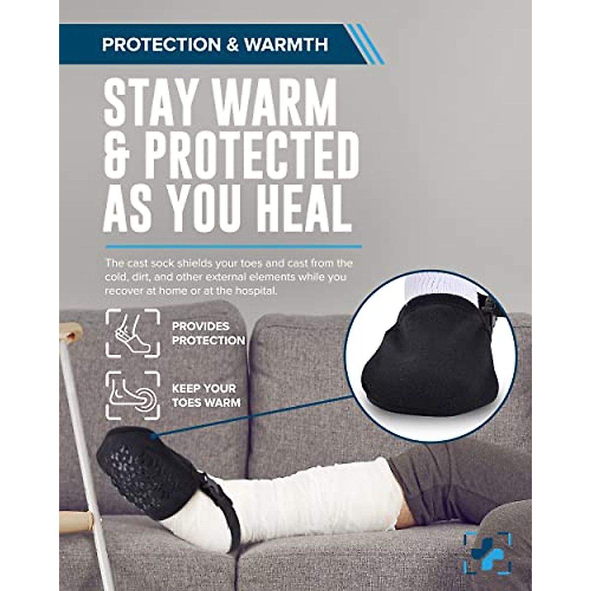 Doctor's Select Leg Cast Sock Cover - Non Slip Adjustable Cast Socks over Cast for Women and Men | Foot Cast Toe Cover Socks