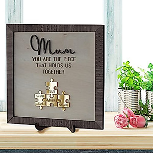Personalized Mom Puzzle Card Mother’s Day Puzzle Sign, Mom You are The Piece that holds us together Sign,Personalized Family Wooden Plaque Gift for Mom from daughter, Gift for Grandma,wife (Acrylic)