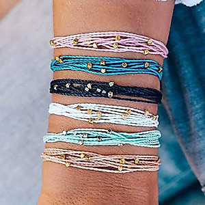 Pura Vida Rose Gold Malibu Black Bracelet - Waterproof, Artisan Handmade, Adjustable, Threaded, Fashion Jewelry for Girls/Women