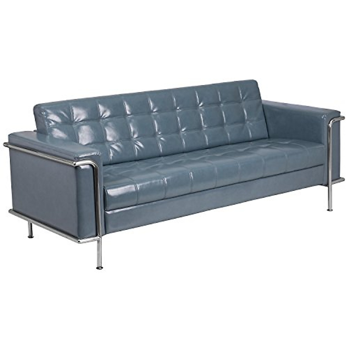 Flash Furniture HERCULES Lesley Series Contemporary Gray LeatherSoft Sofa with Encasing Frame