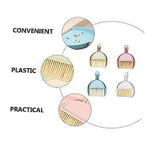 GOOHOCHY 4 Sets Desktop Fan Broom Portable Brush Mini Household Cleaning Supplies Table Handy Brush Handheld Broom Small Pan Table Cleaner Tool Small Broom Desktop Broom Dust Pan Plastic